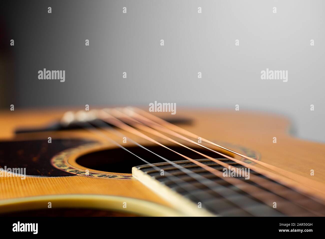 Closeup acoustic guitar on white background. Acoustic guitar that is ...