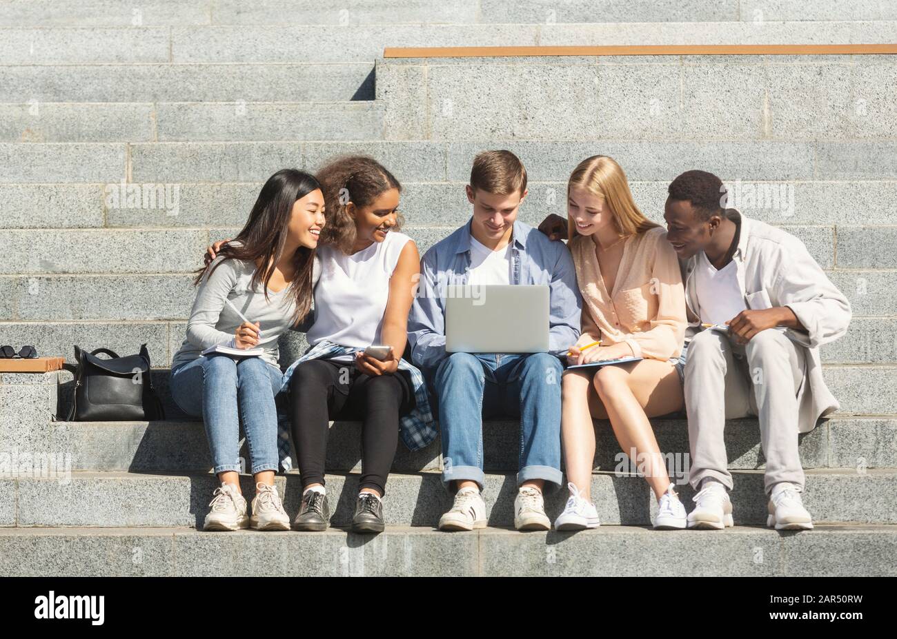 Diverse group college stairs hi-res stock photography and images - Alamy
