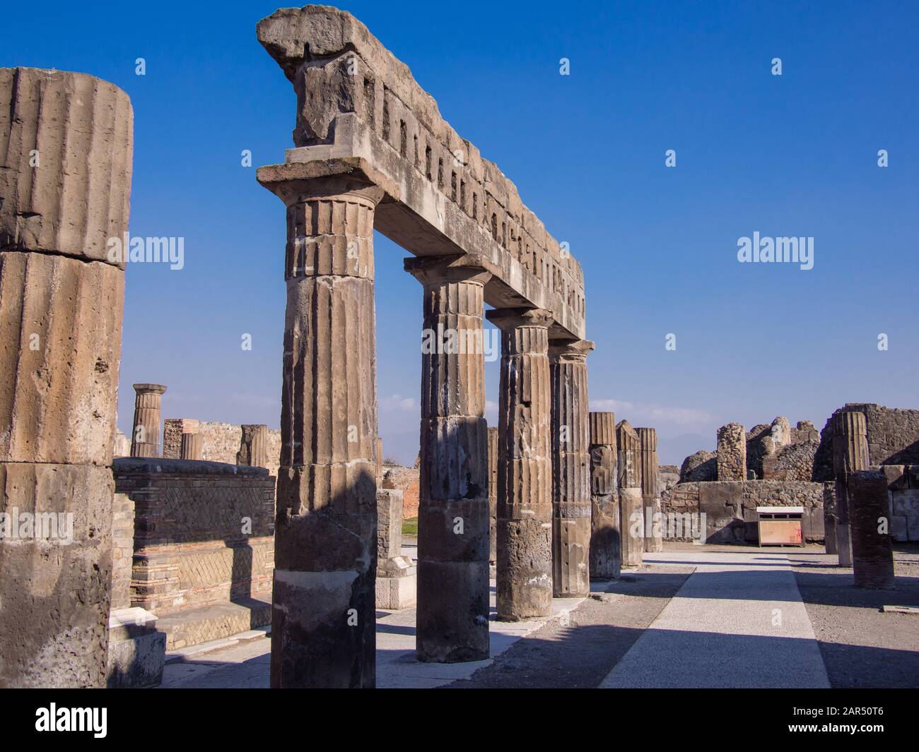 The ruins of the ancient city of Pompeii in Pompei, Italy. This ancient ...