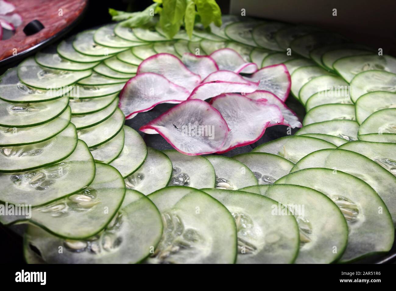 Pounded Thin and Thinly Sliced Cucumber Carpaccio on Display in the ...