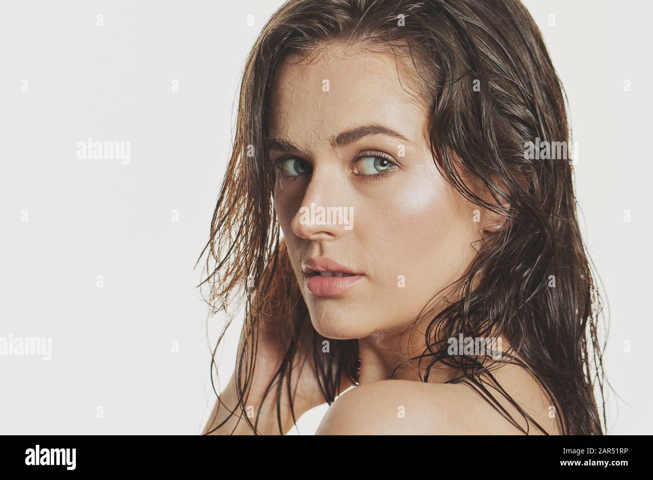 Nice model girl with wet skin Stock Photo - Alamy