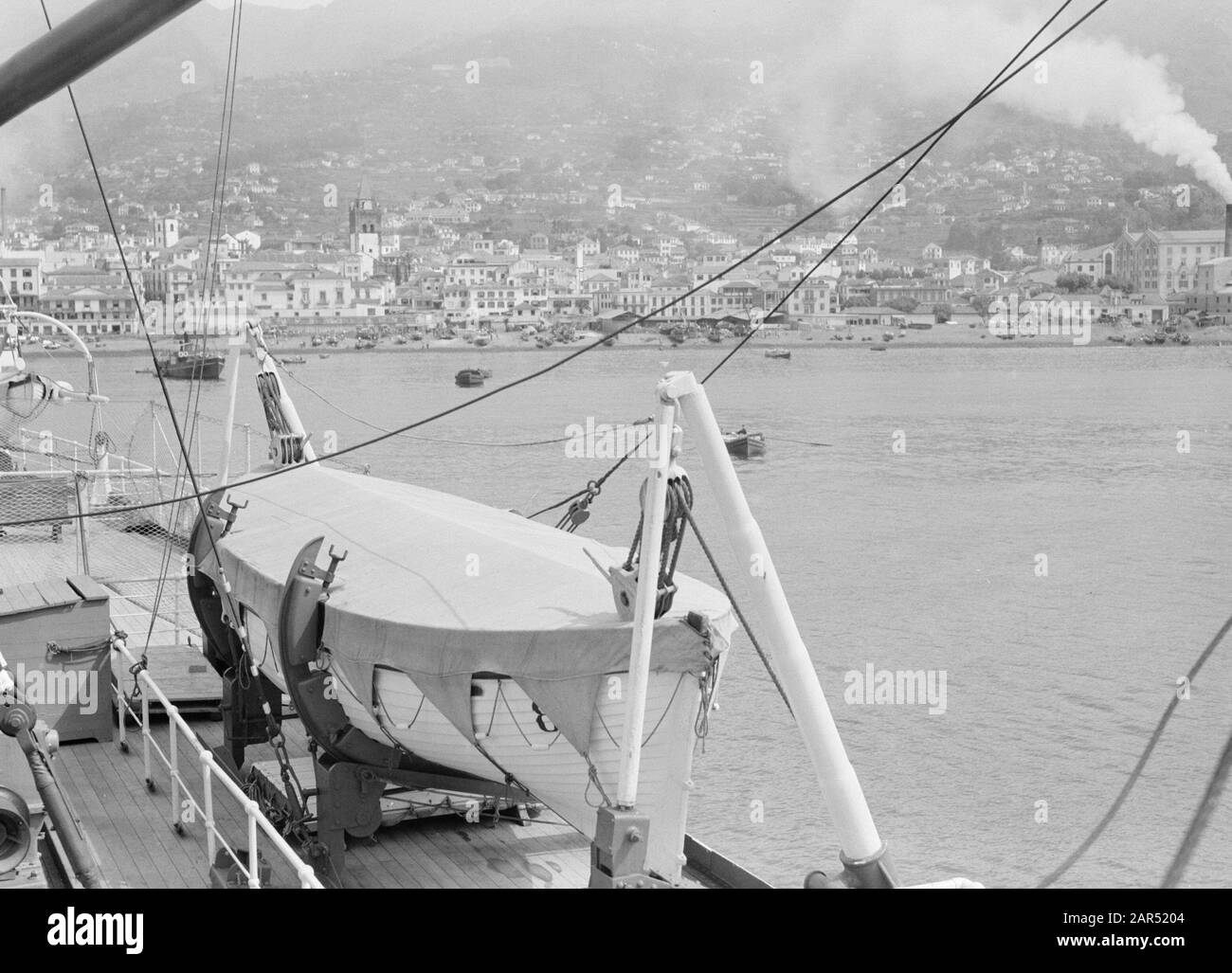 Madeira View of Funchal from cruise ship MS Colombia with a sloop in ...