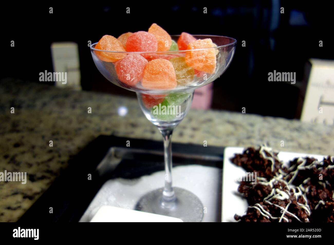 Chewy, Soft Fruit Pastilles in a Clear Glass Champagne Coupe on Display ...