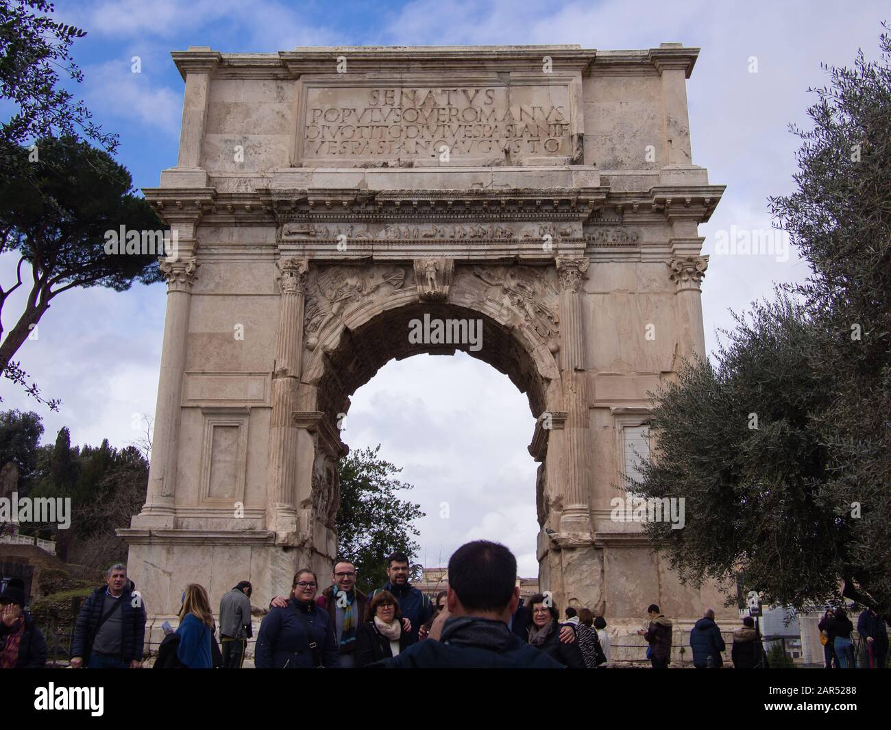 The Arch of Titus at the Roman Forum in Rome, Italy. This monument was ...