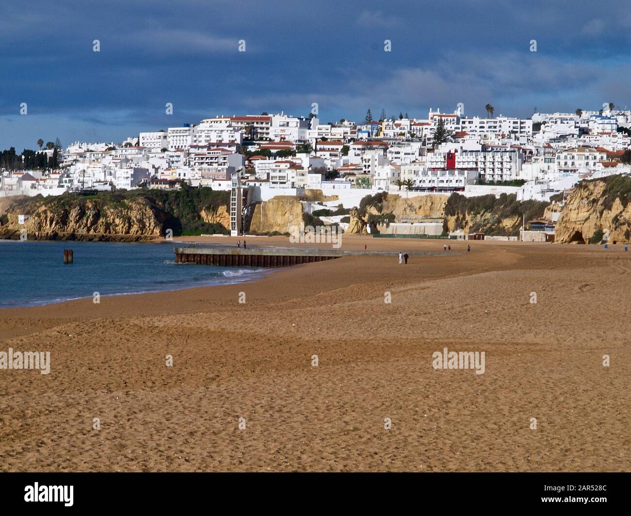 Beautiful beach an cityscape in Albufeira at the Algarve coast of ...