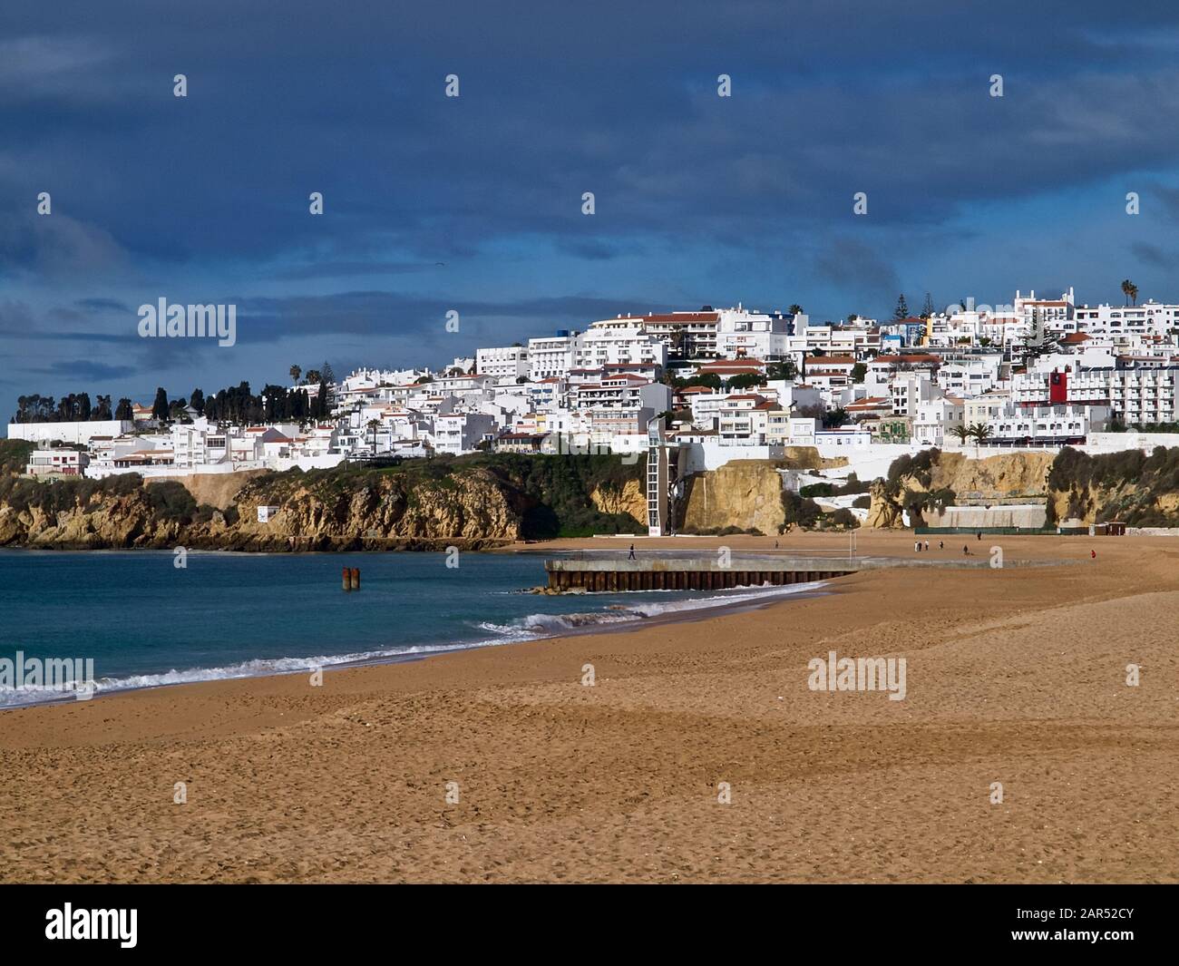 Beautiful beach an cityscape in Albufeira at the Algarve coast of ...