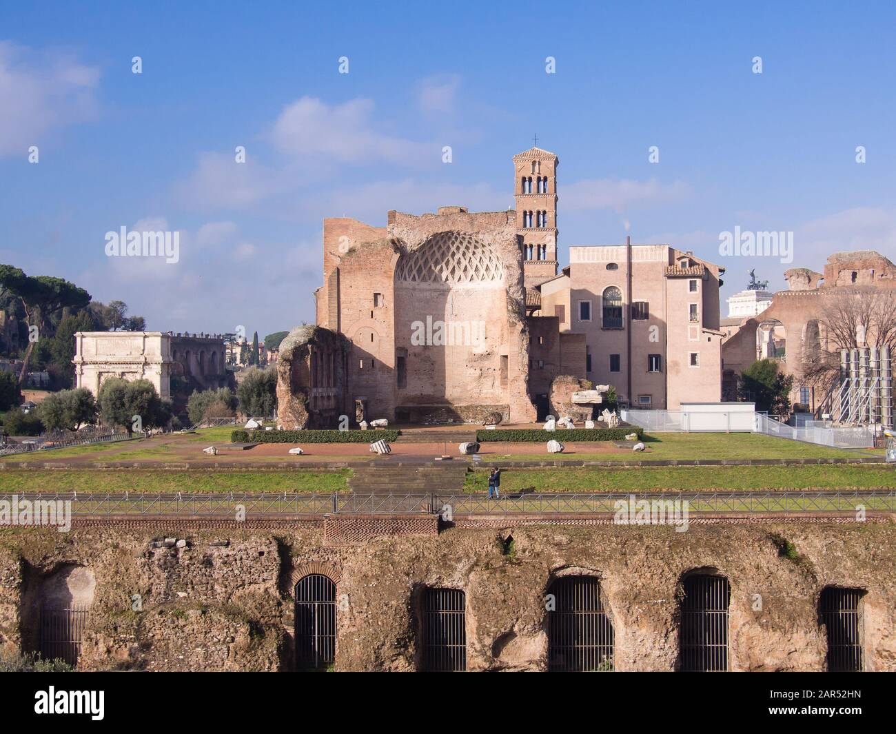 Remains of the Temple of Venus and Roma in Rome, Italy. This temple is ...