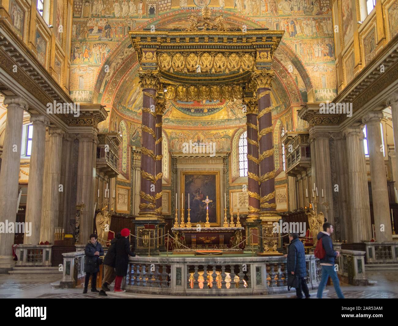 Interior of the Basilica di Santa Maria Maggiore or Basilica of Saint ...