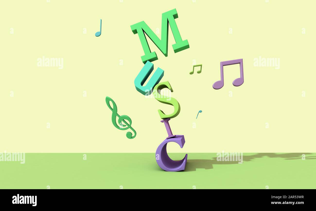 3d render letters . Musical background concept Stock Photo - Alamy
