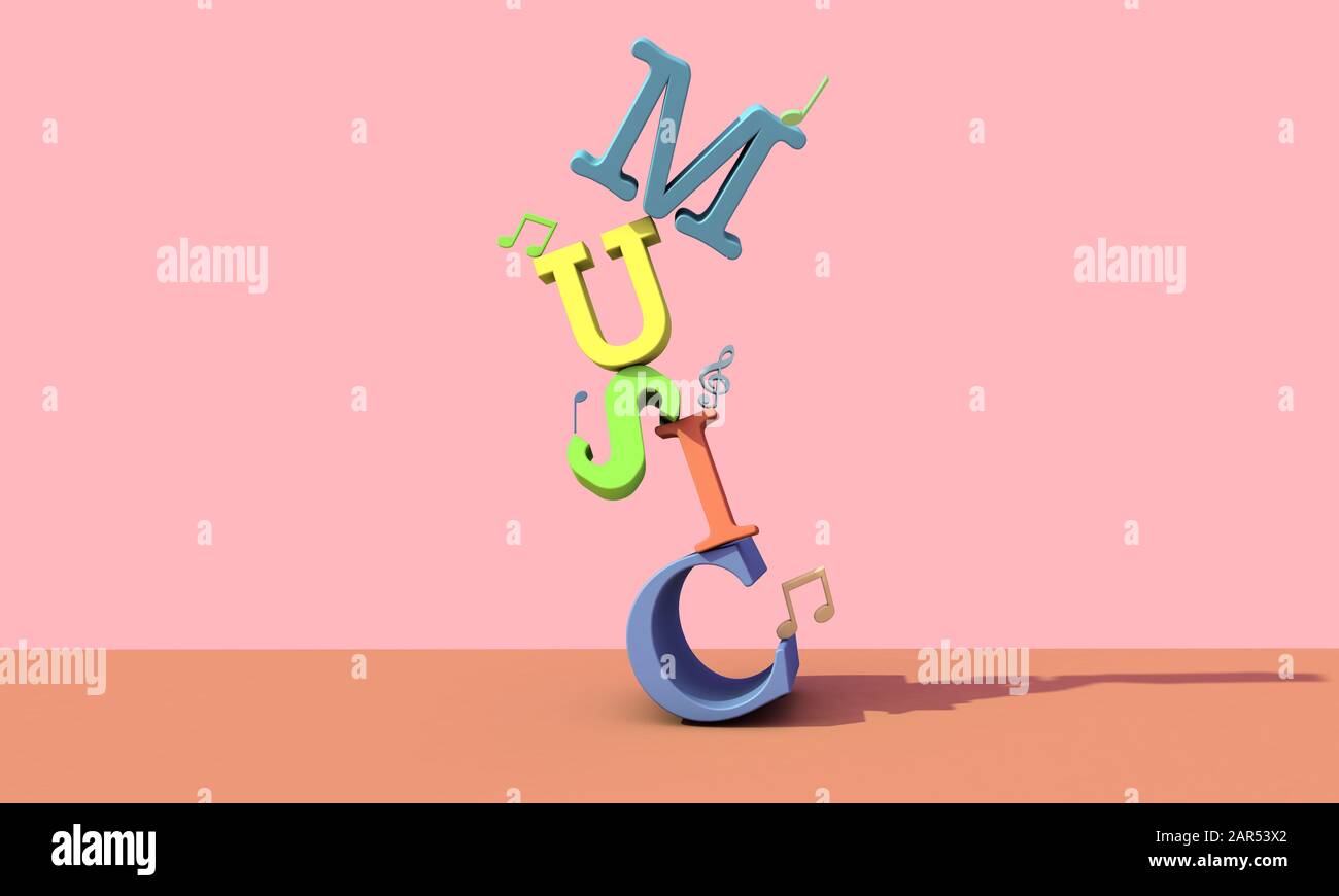 3d render letters . Musical background concept Stock Photo - Alamy