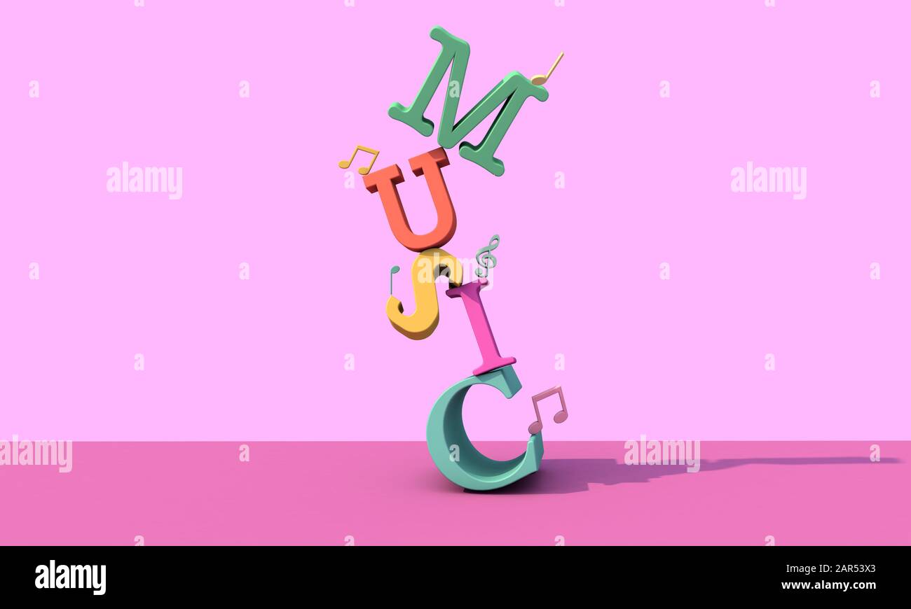3d render letters . Musical background concept Stock Photo - Alamy