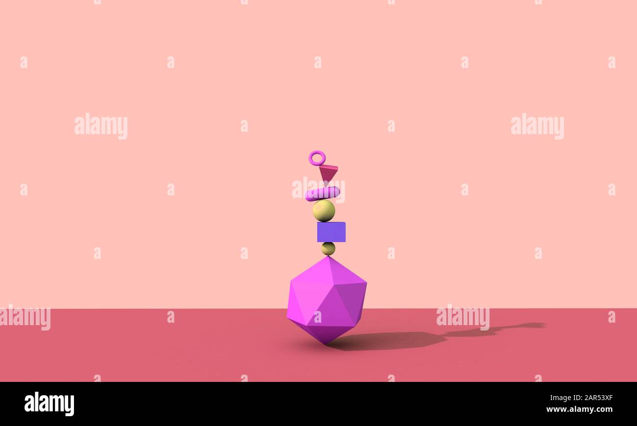 3d render, abstract background, falling geometric primitive shapes, colorful elements Stock ...