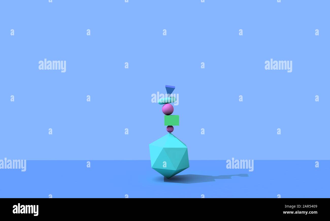 3d render, abstract background, falling geometric primitive shapes, colorful elements Stock ...