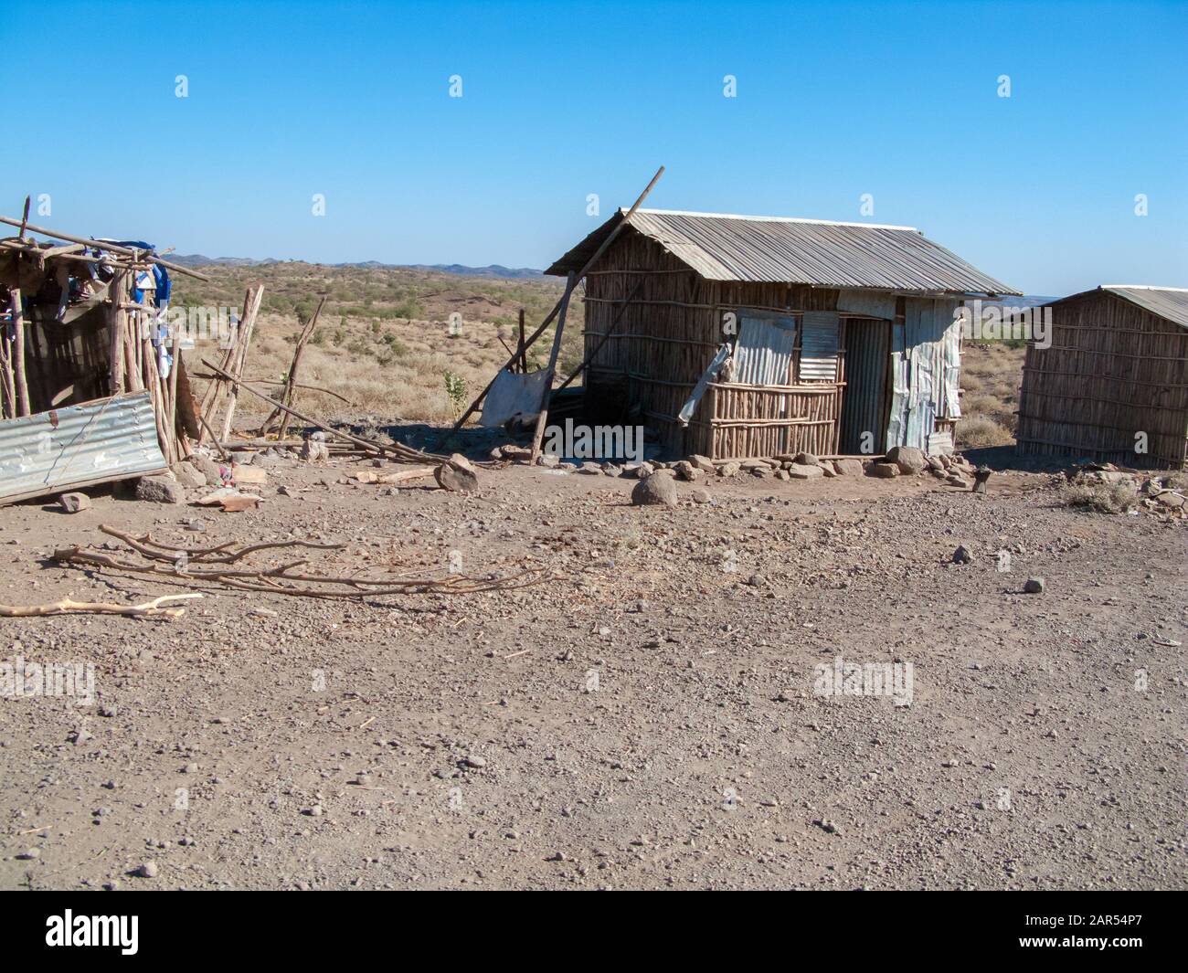 View of Afar wooden houses, Afar region, Ethiopia. The ancestors of the ...