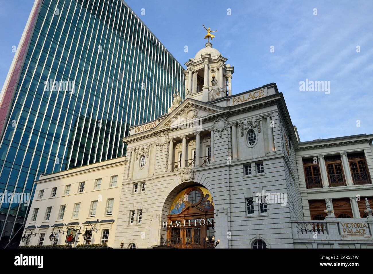 Victoria Palace Theatre in front of the Nova South building, Victoria Street, Westminster ...
