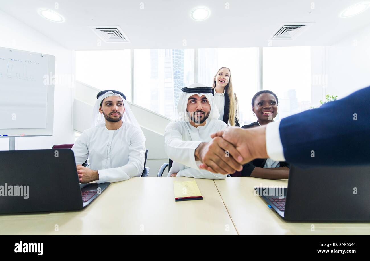Multiracial group of business people having a meeting in a office ...