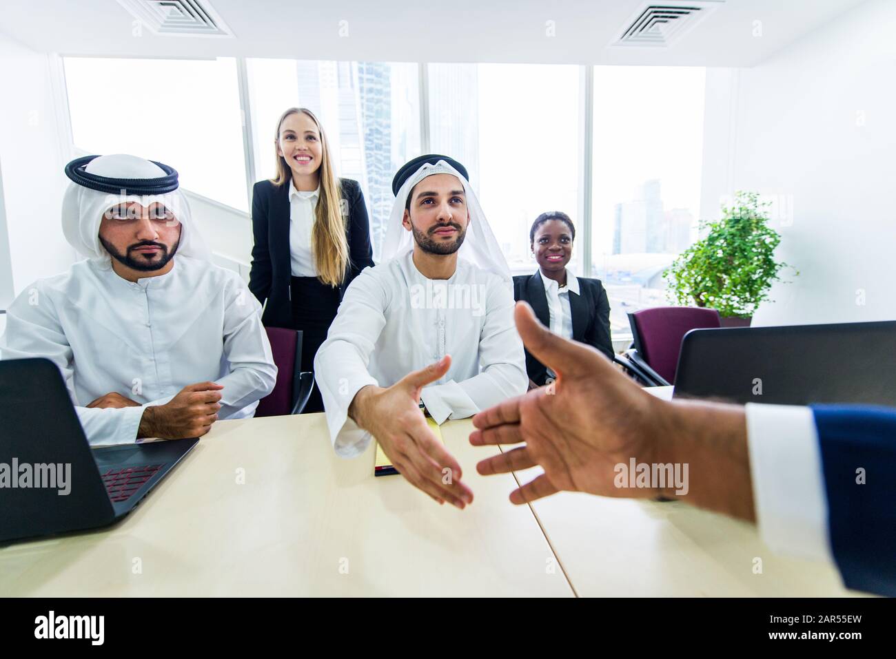 Multiracial group of business people having a meeting in a office ...