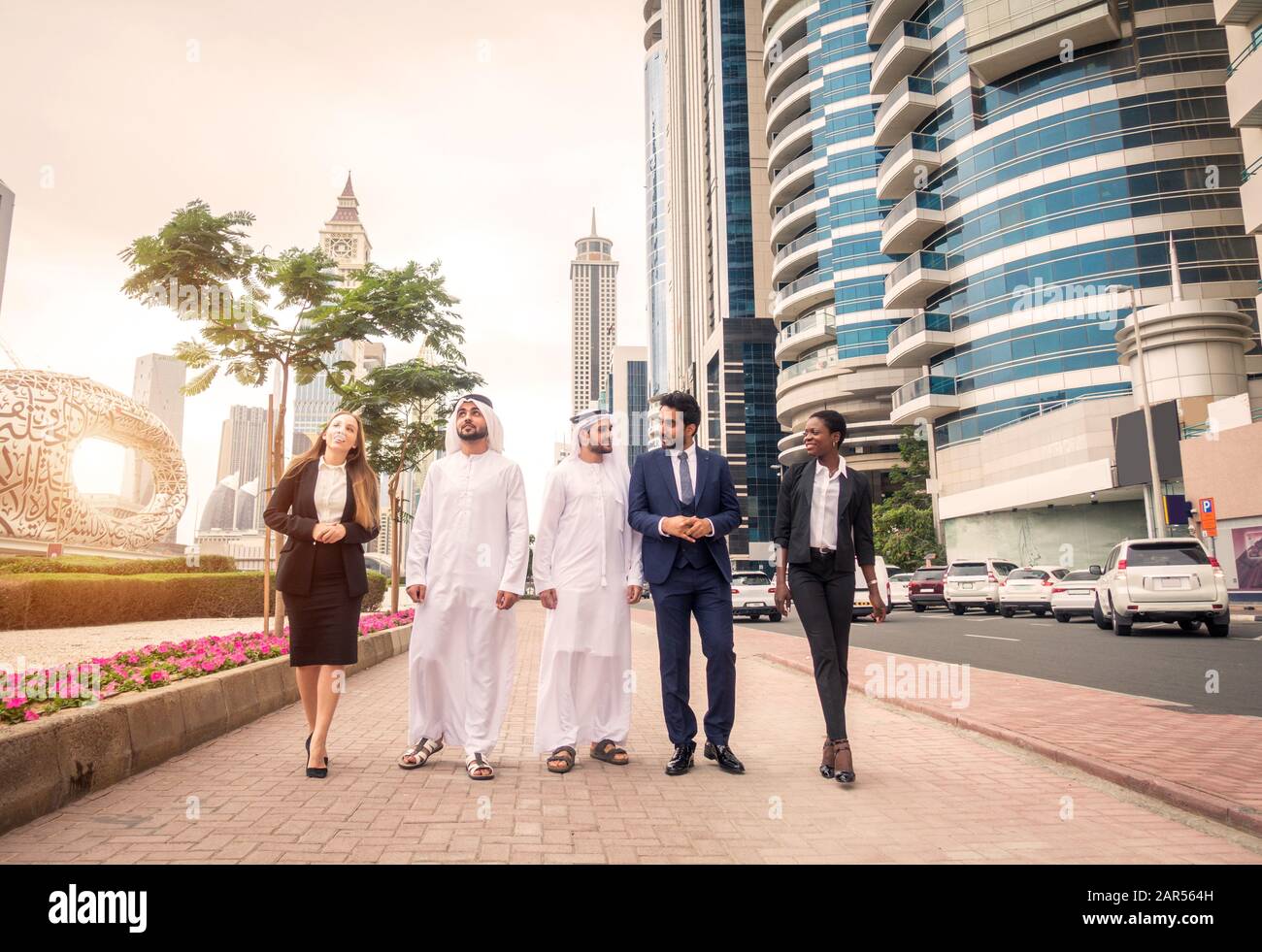 Multi-ethnic group of people on a business meeting in the UAE ...