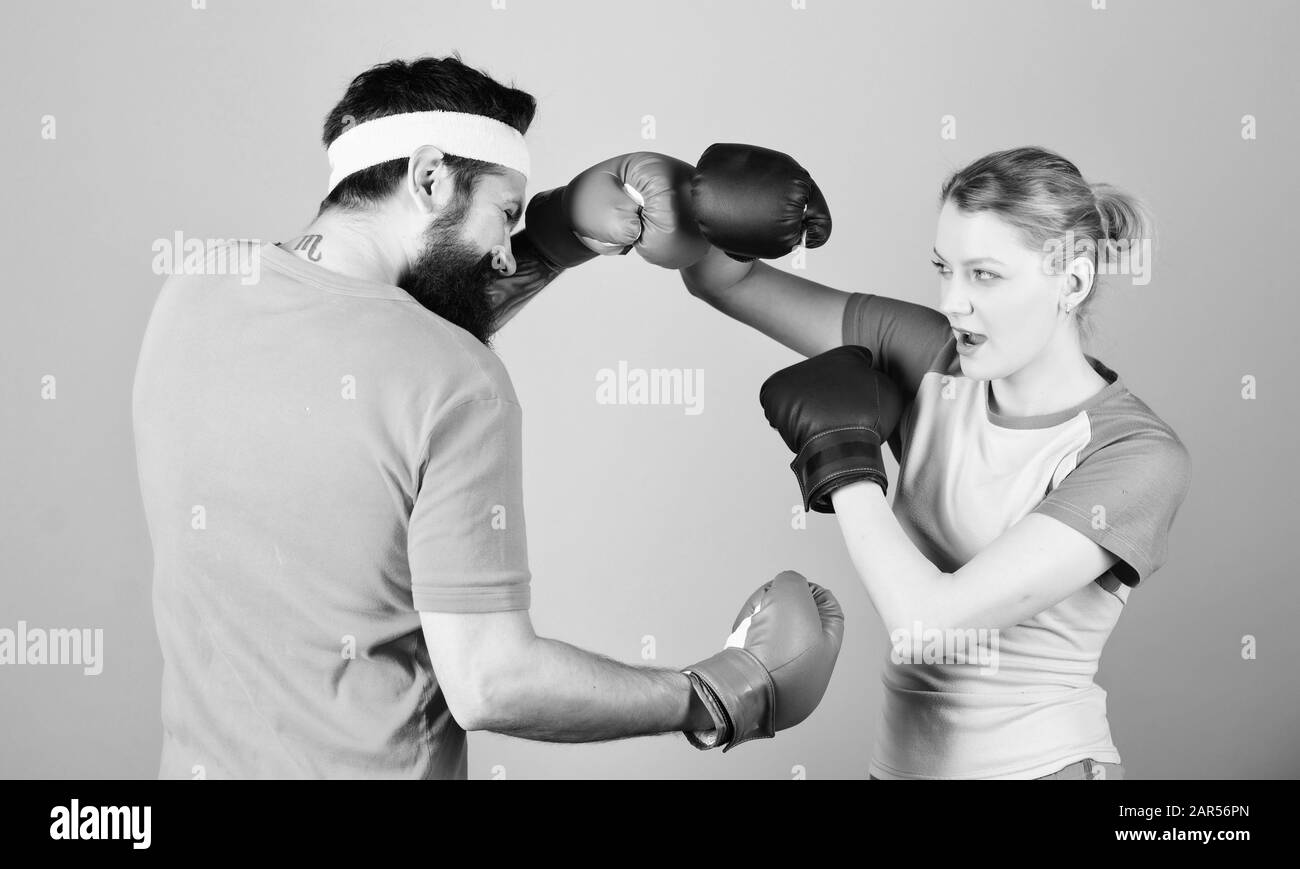 Woman punching man in chest Black and White Stock Photos & Images - Alamy