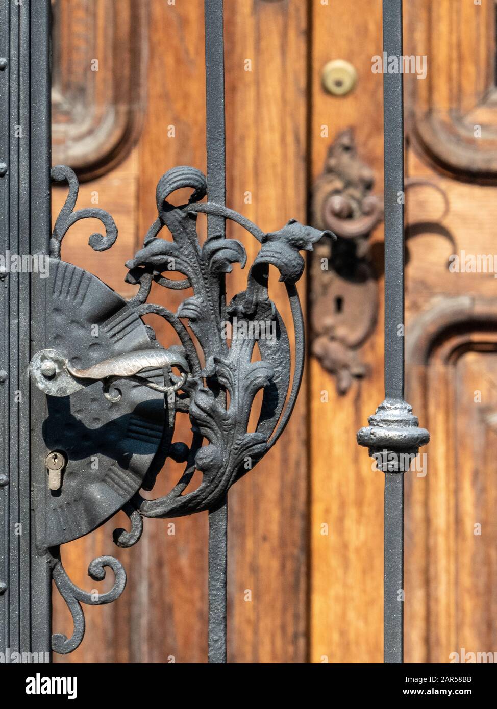 Old metal blacksmith gate Stock Photo - Alamy