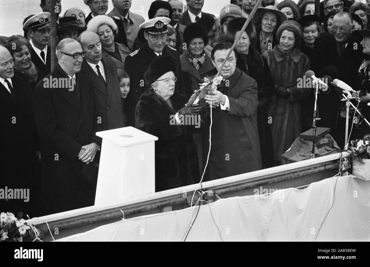 HM at launch of sea leper Smit Rotterdam at shipyard De Merwede in ...