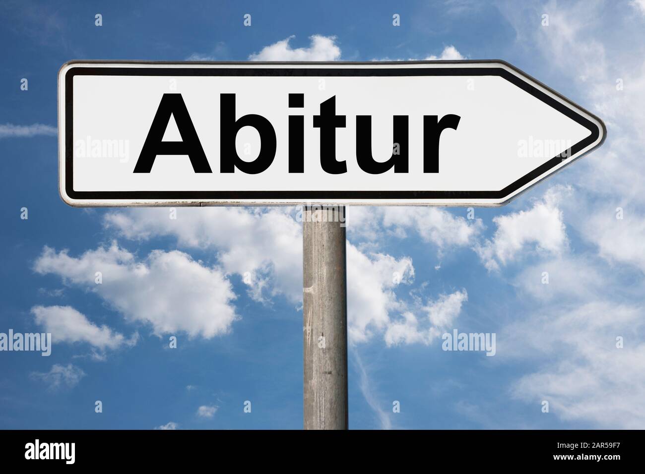 Detail photo of a signpost with the inscription Abitur (graduation from ...