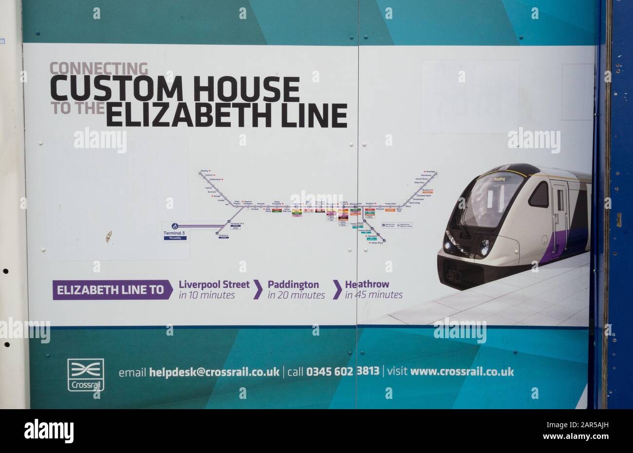 Customs House, Elizabeth Line route signage, London, UK Stock Photo - Alamy