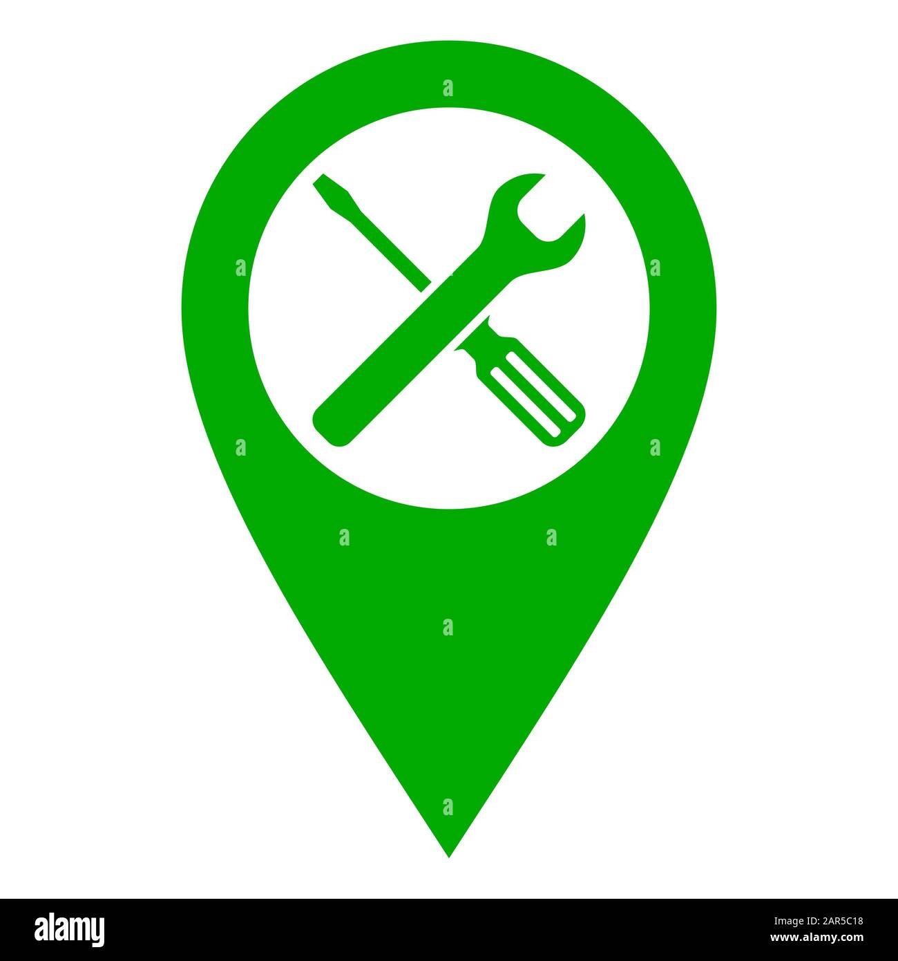 Tools and location pin Stock Photo - Alamy