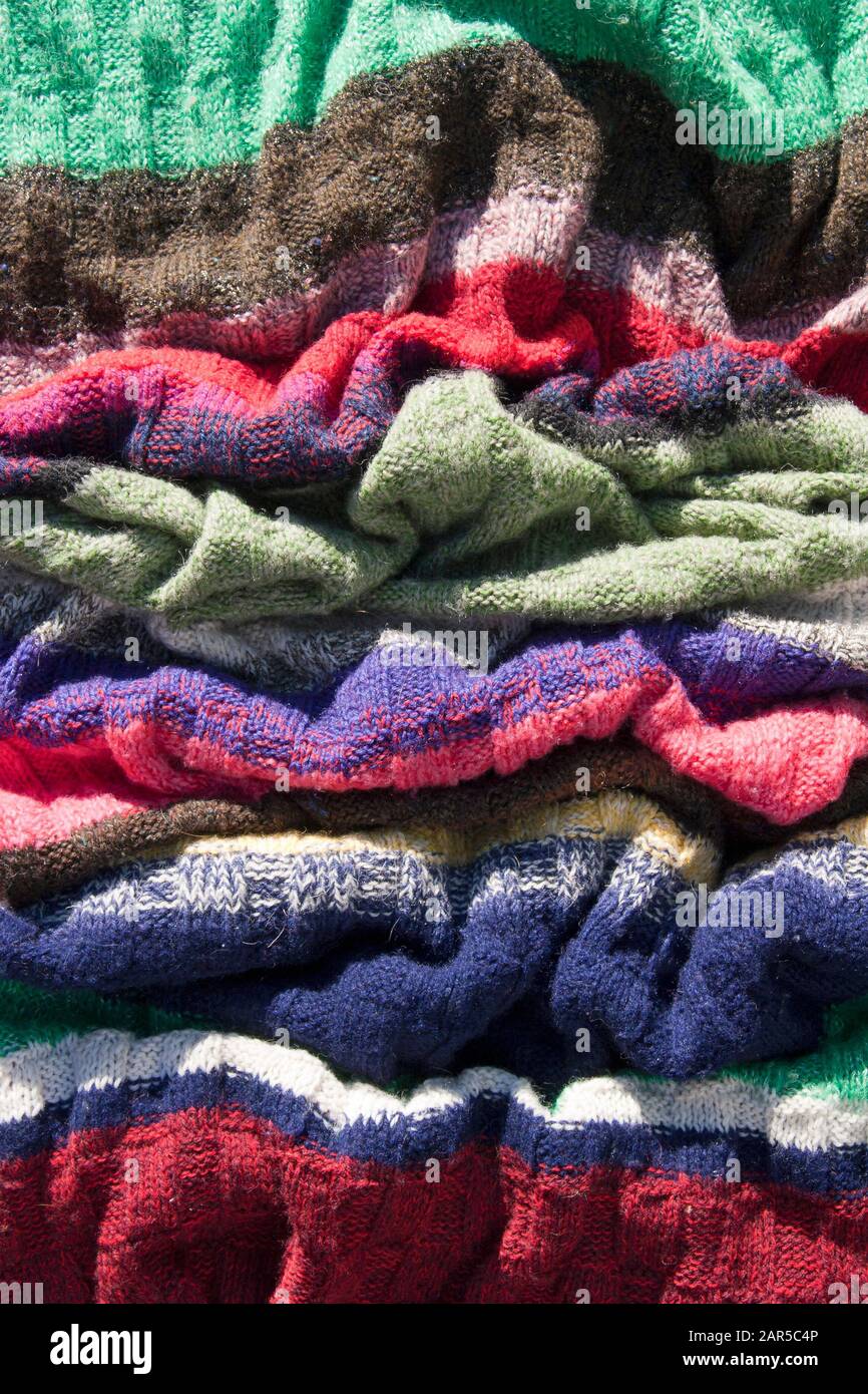 Handmade wool knitted fabric of recycled material Stock Photo - Alamy