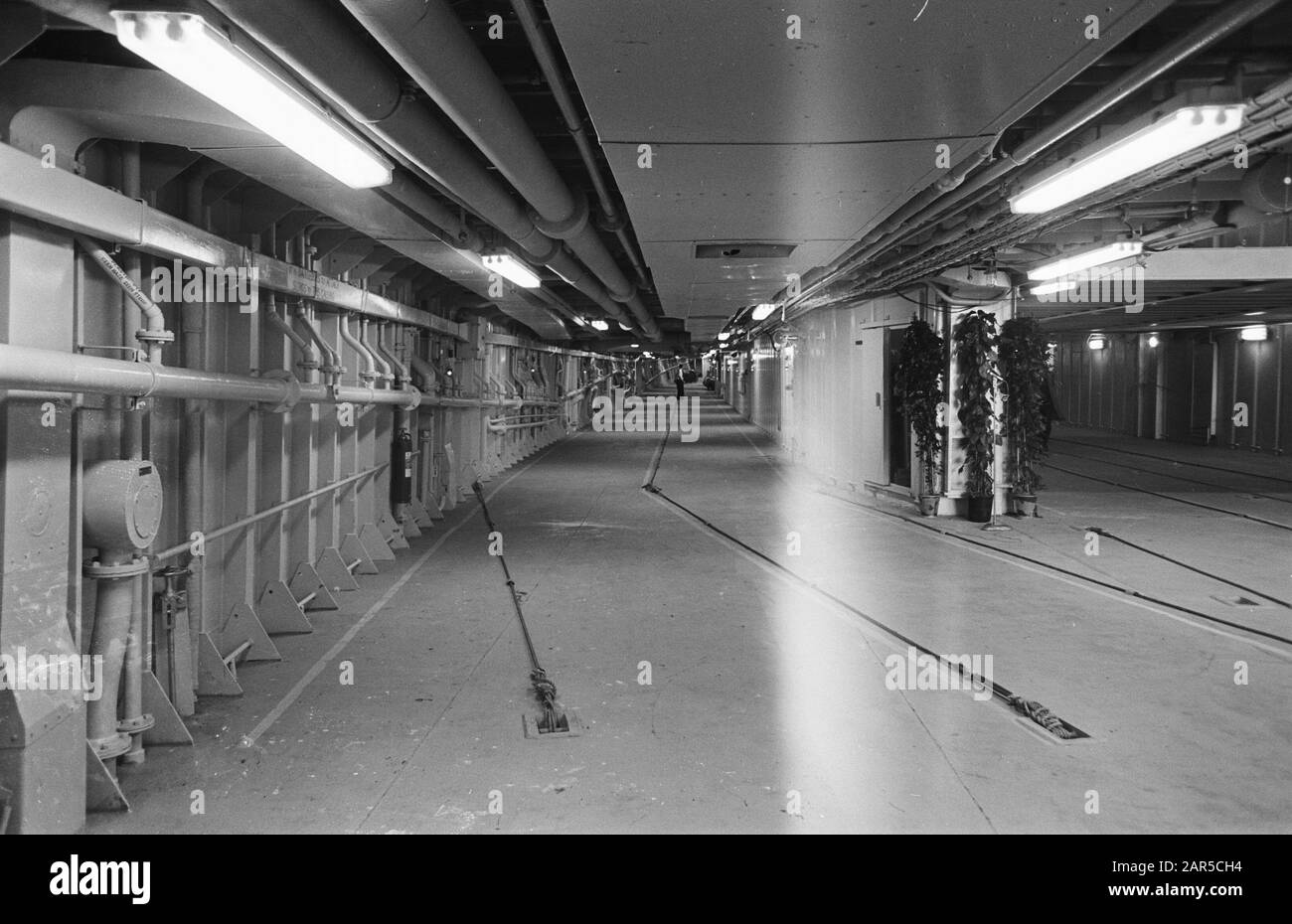 Ship of passenger ship Queen Juliana. Space for vehicles, roll-on-roll ...