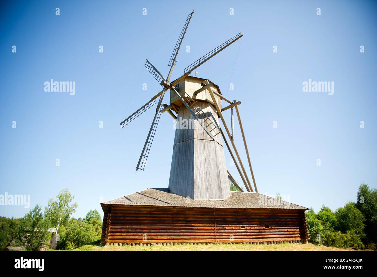 old wooden mill in the village working as a museum Stock Photo - Alamy