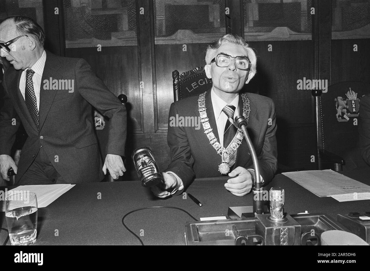 Installation new mayor of Amsterdam Wim Polak mayor Polak with gavel ...