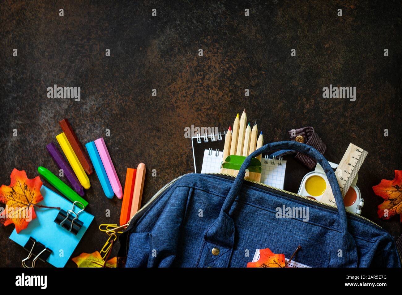 Blue school supplies hi-res stock photography and images - Alamy