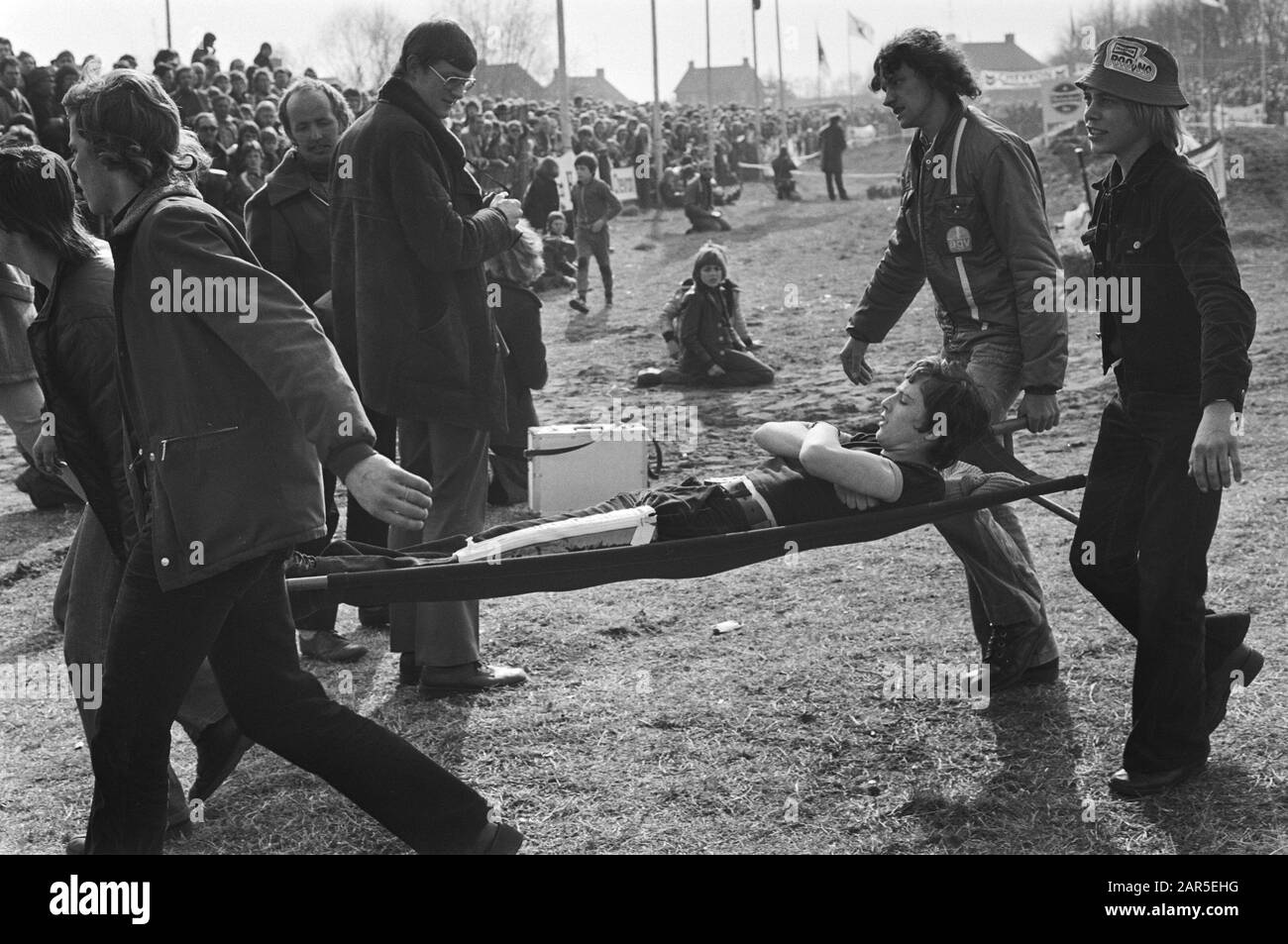 International Motocross in St. Anthonis; motor-driven spectator is ...