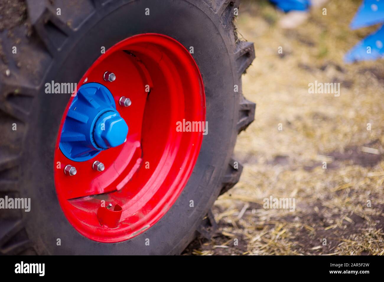 tractor wheel on the field close-up, agricultural machinery, harvesting ...