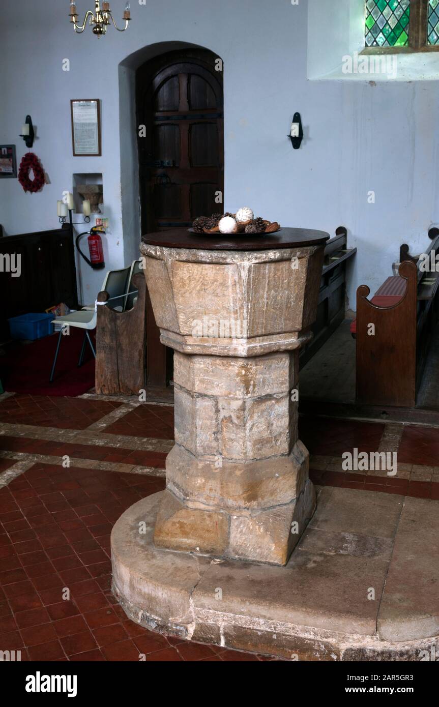 The font, St. Peter and St Paul`s Church, Hannington, Northamptonshire ...