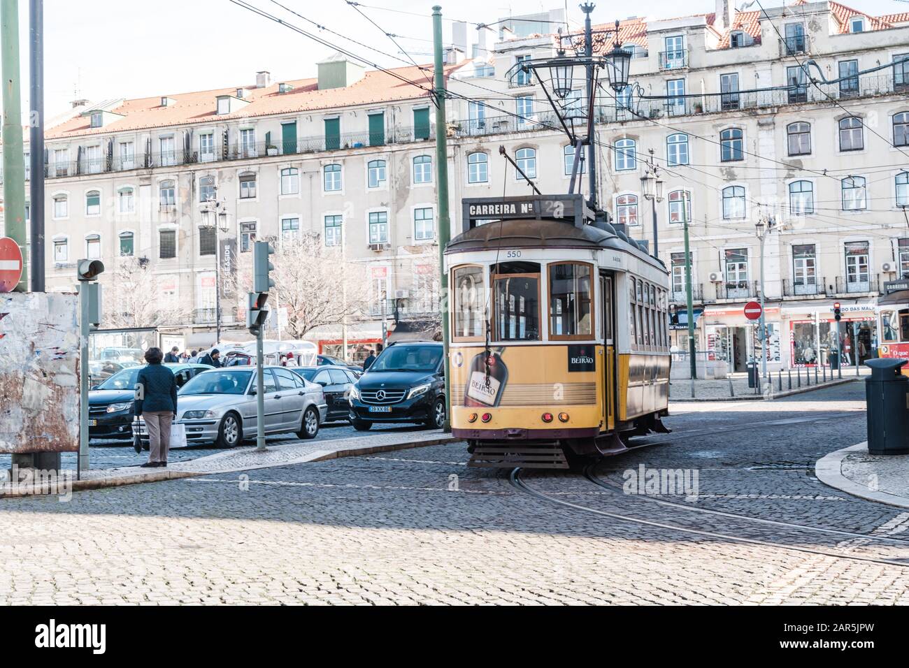 Streets Of Lisbon Typical Cable Tram High Resolution Stock Photography ...