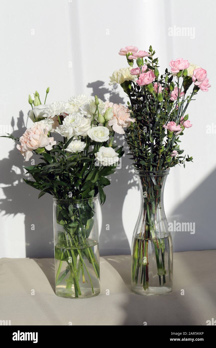 Super cute, light color flower bouquets including baby pink and white ...