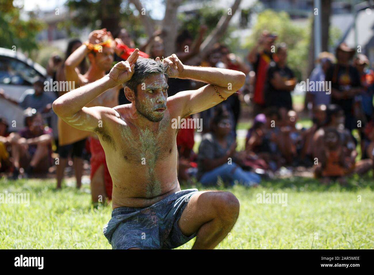 Protester performs a traditional dance at Musgrave Park during the ...