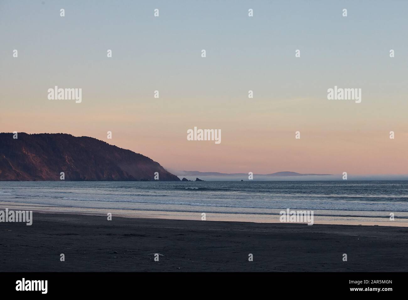 Scenery of a breathtaking sunset over the Pacific Ocean near Eureka ...