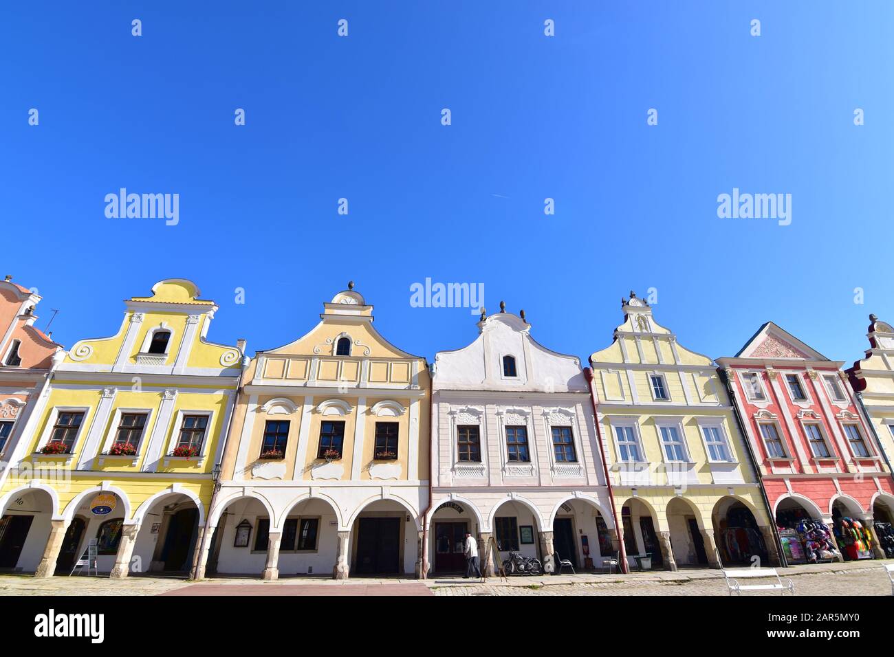 Czech Baroque town with colorful house Stock Photo - Alamy