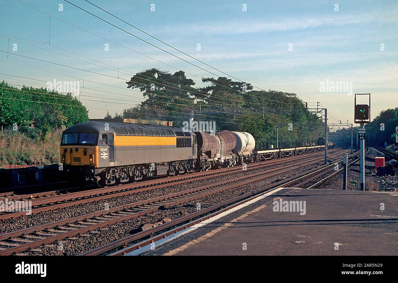 A class 56 diesel locomotive number 56047 working a wagonload freight ...