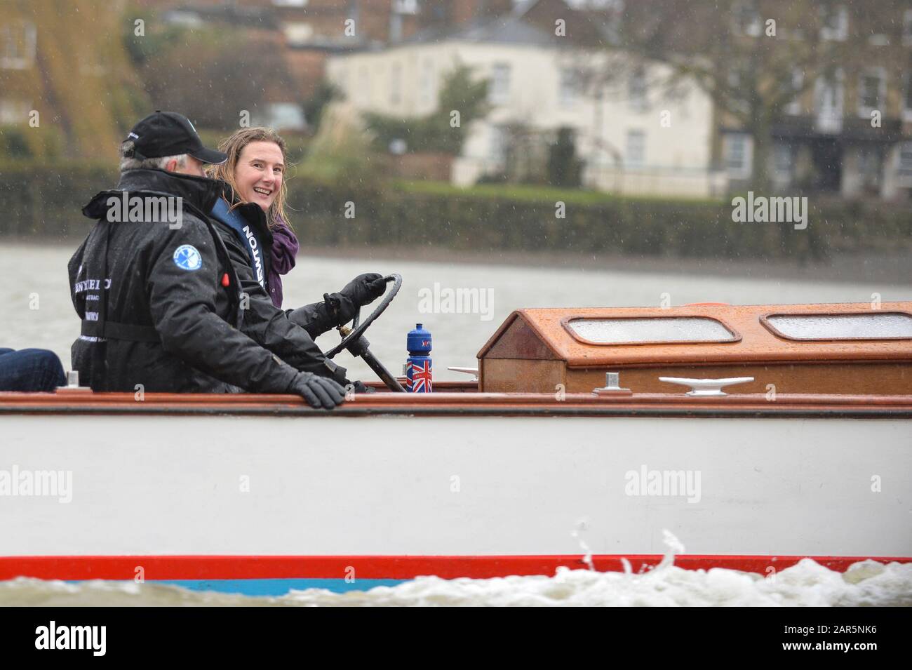 Putney, London, OUWBC at the start of the race - Pre Boat Race Fixture ...