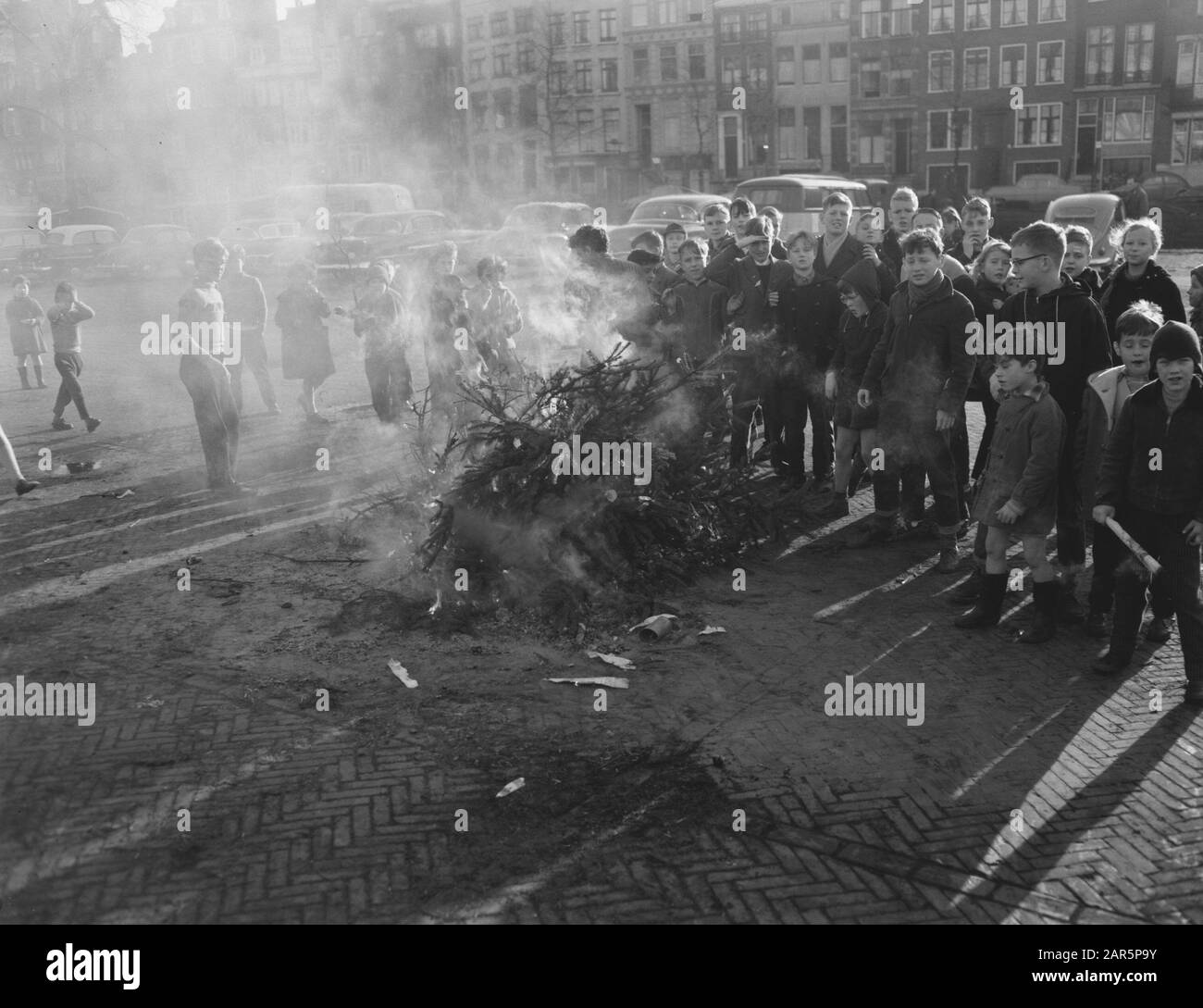 Christmas tree fires in Amsterdam Date: 2 January 1959 Stock Photo - Alamy