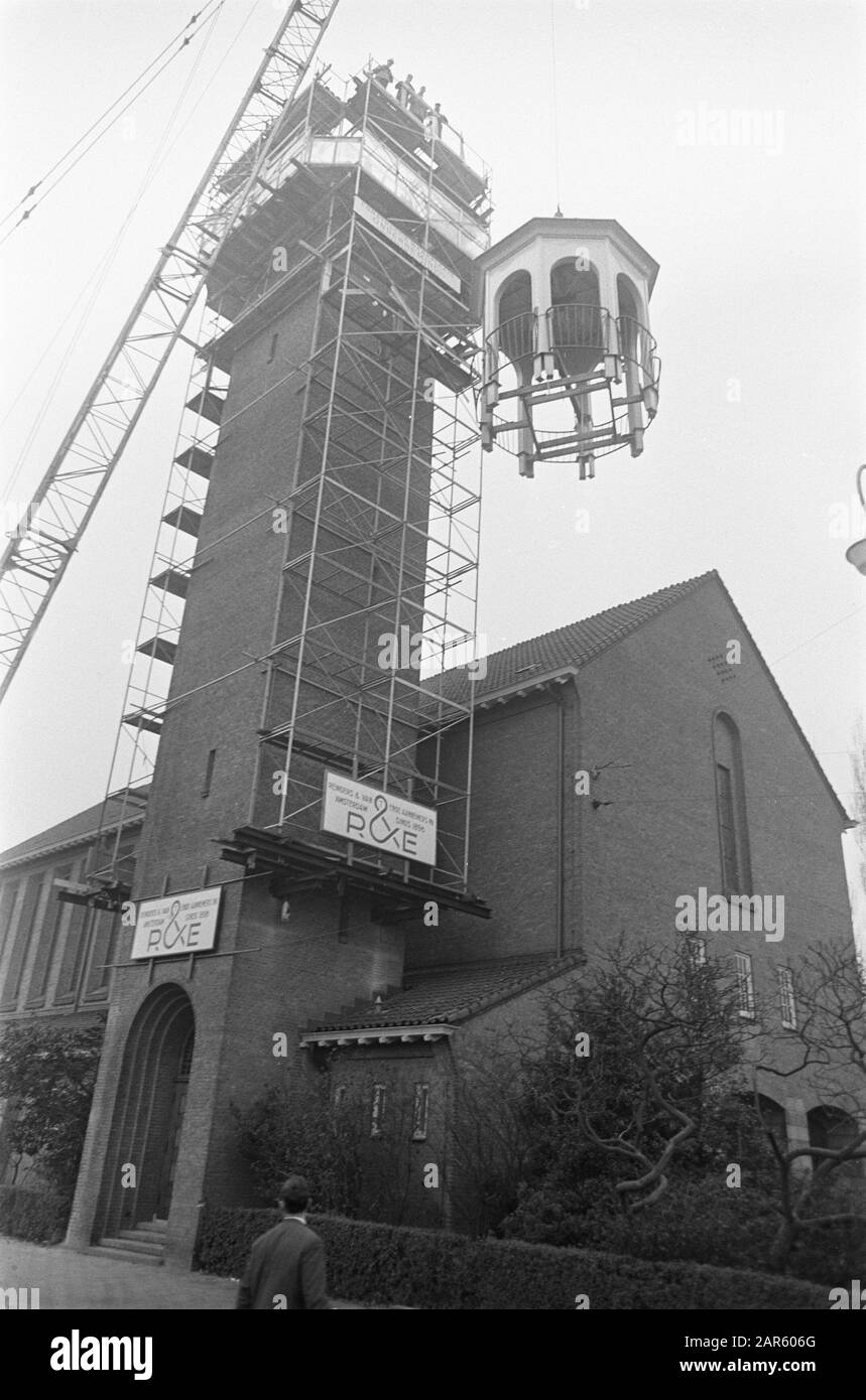 Dome is lifted on tower of Reformed Municipal Church Emmen de dome in ...