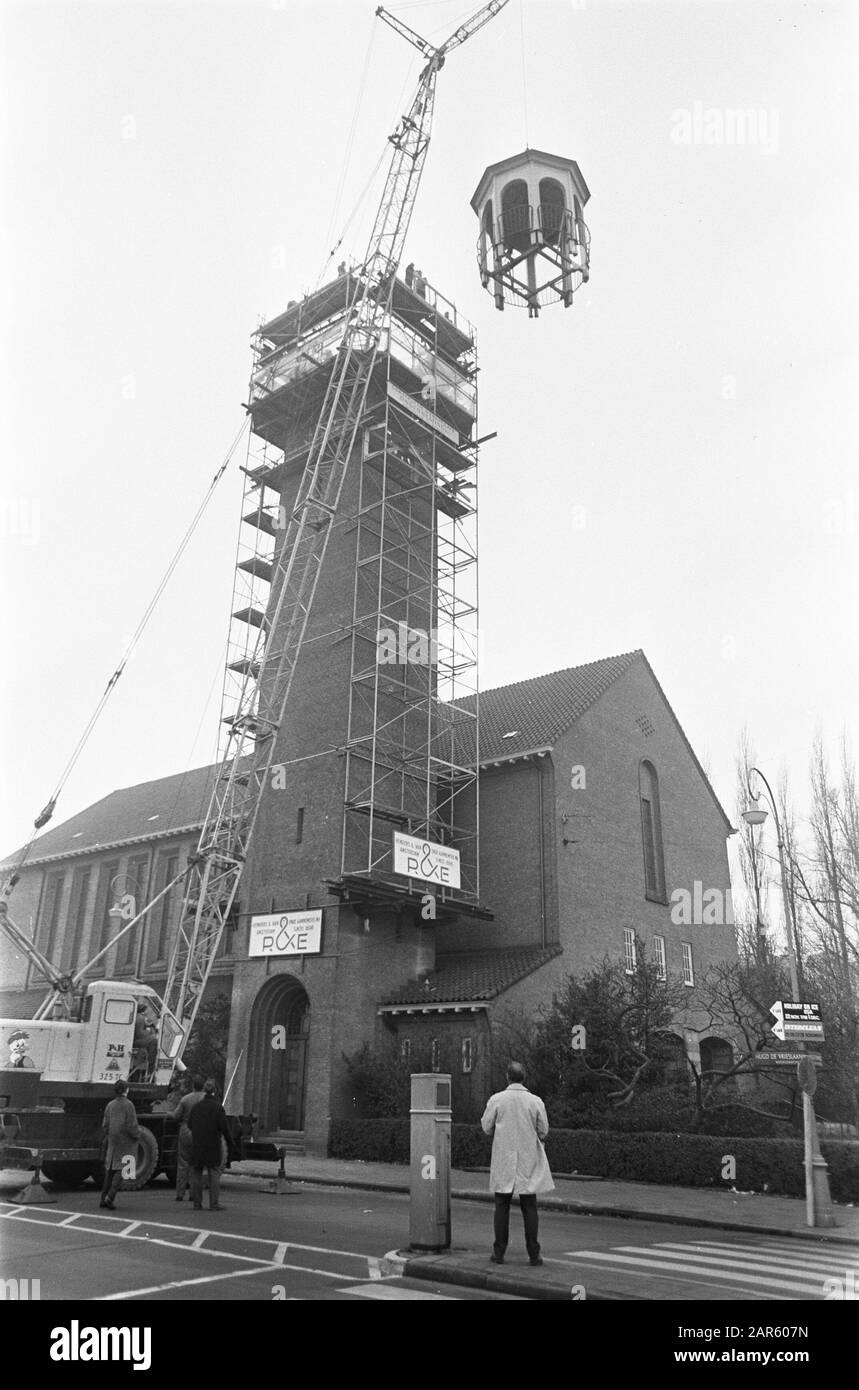 Dome is lifted on tower of Reformed Municipal Church Emmen de dome in ...