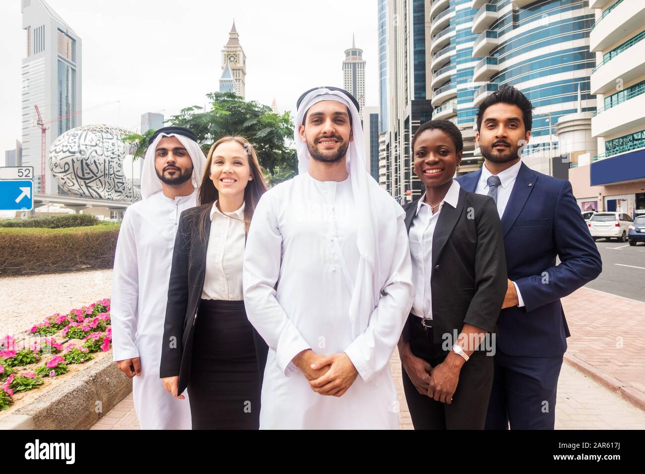 Multi-ethnic group of people on a business meeting in the UAE ...
