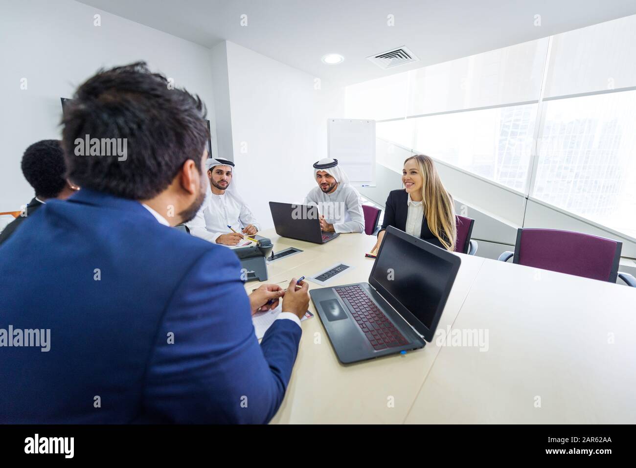 Multiracial group of business people having a meeting in a office ...
