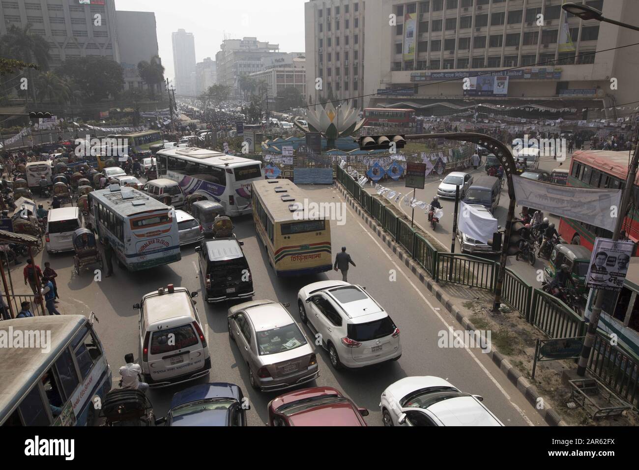 January 26, 2020: DHAKA, BANGLADESH - JANUARY 26, 2020 : Traffic jam in ...