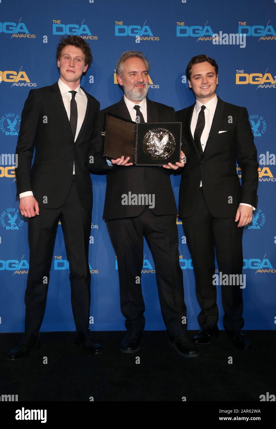 LOS ANGELES, CA - JANUARY 25: Sam Mendes, George MacKay, Dean-Charles ...